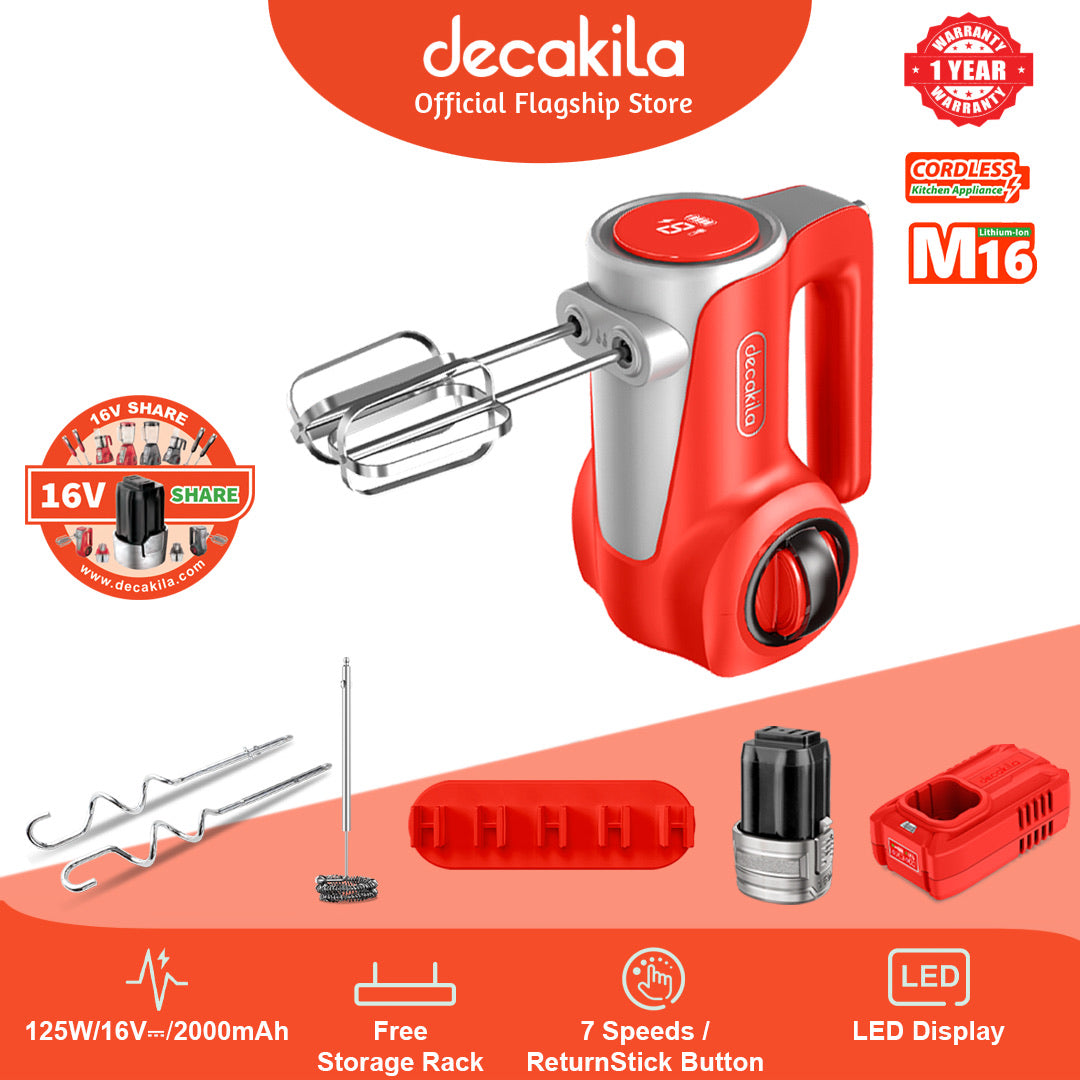 Decakila KEMX023 | 16V SHARE Battery Series Cordless Hand Mixer | 125W ...