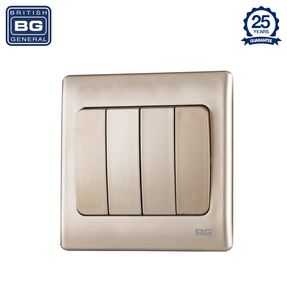 British General | PCCH44W | Neo Slimline 4 Mega Rocker 2-Way Switches ...