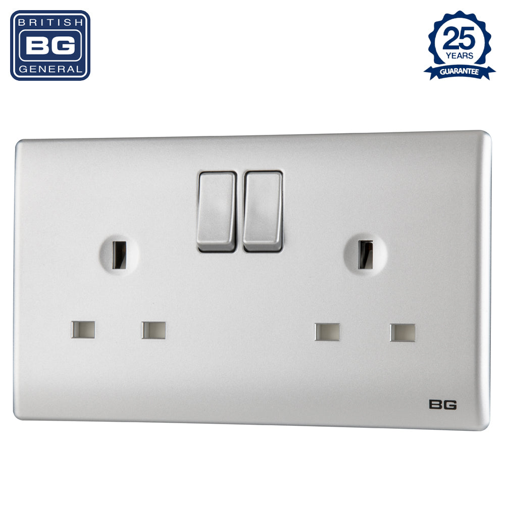 British General | PCSL22 | Neo Slimline Double Gang Switched Socket, S ...