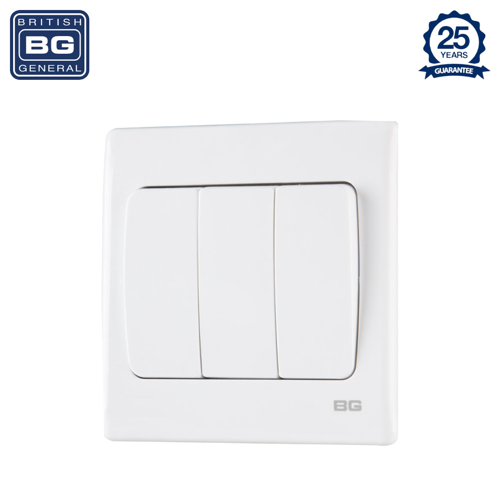 British General | PCWH43W | Neo Slimline 3 Mega Rocker 2-Way Switches ...